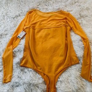 MadRag | Tops | Yellow Sheer Top And Sleeves Thong Bodysuit | Poshmark